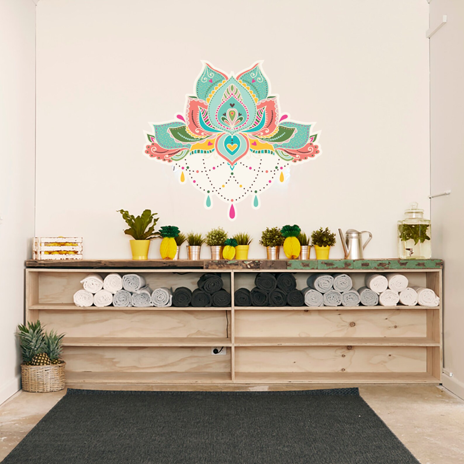 Turquoise Lotus Flower Removable Decal Lotus Flower Wall Art | Etsy