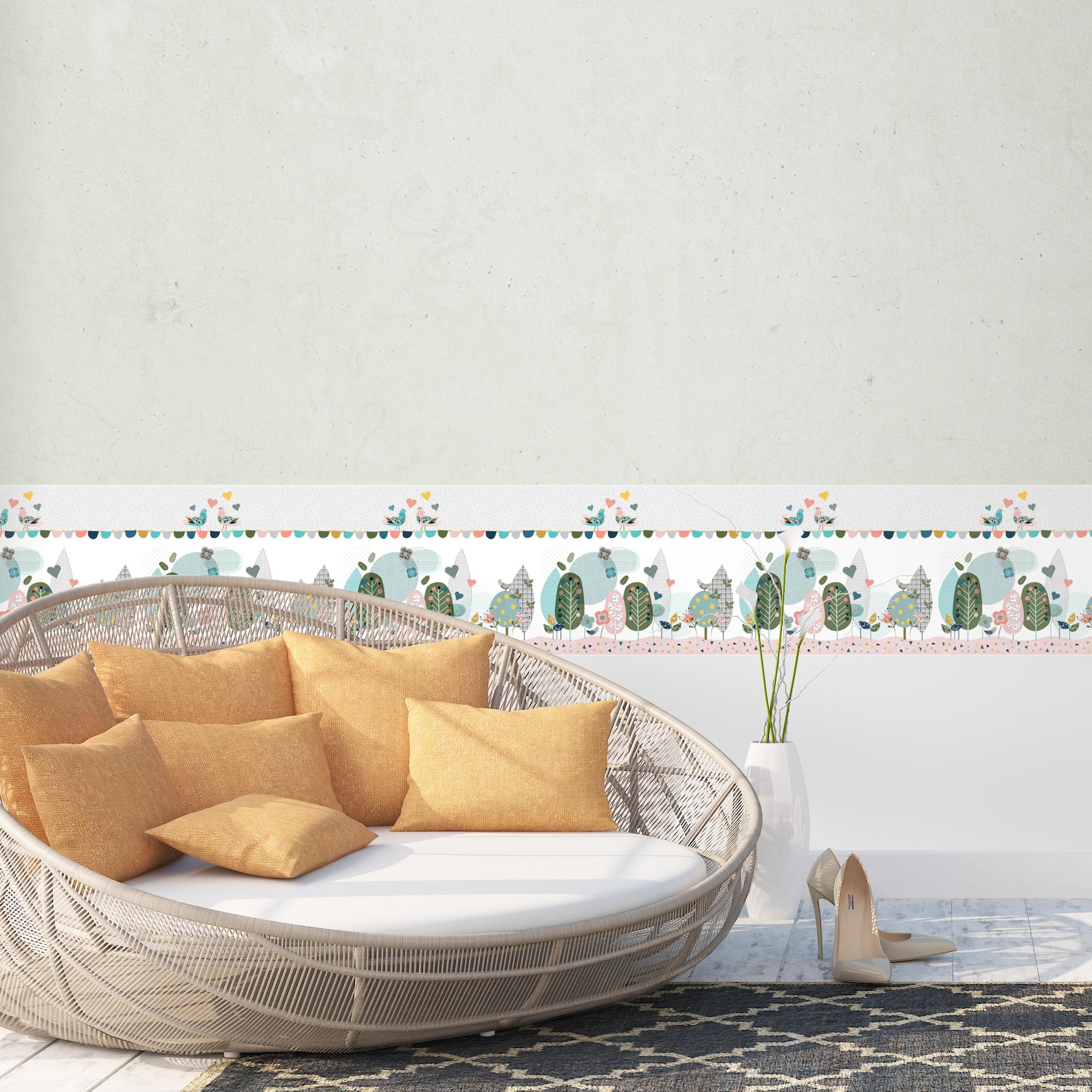 Removable Wall Border Scandinavian Design Wall Border Trees | Etsy