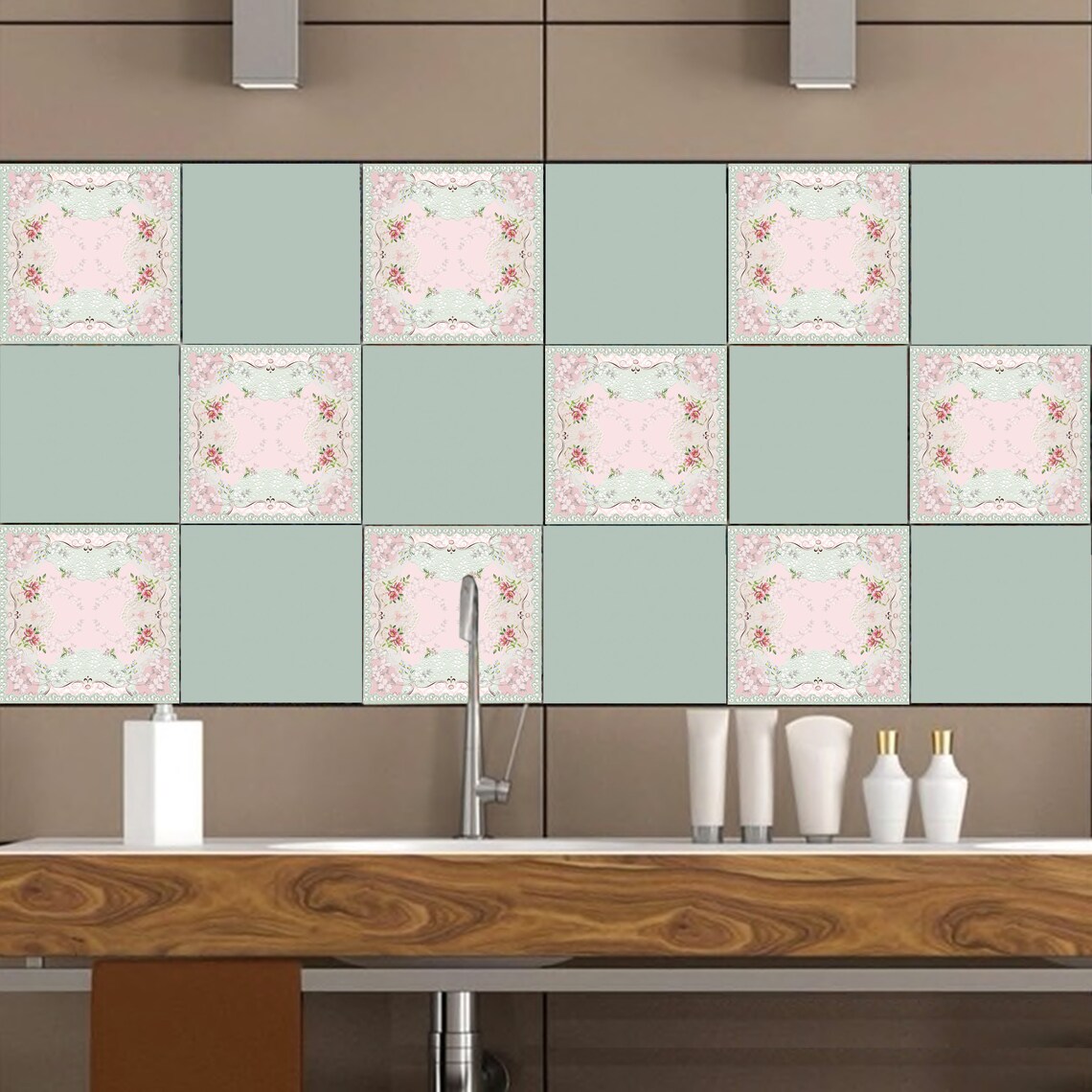 Set of 14 Pink Vintage Style Tiles Stickers DIY Kitchen - Etsy