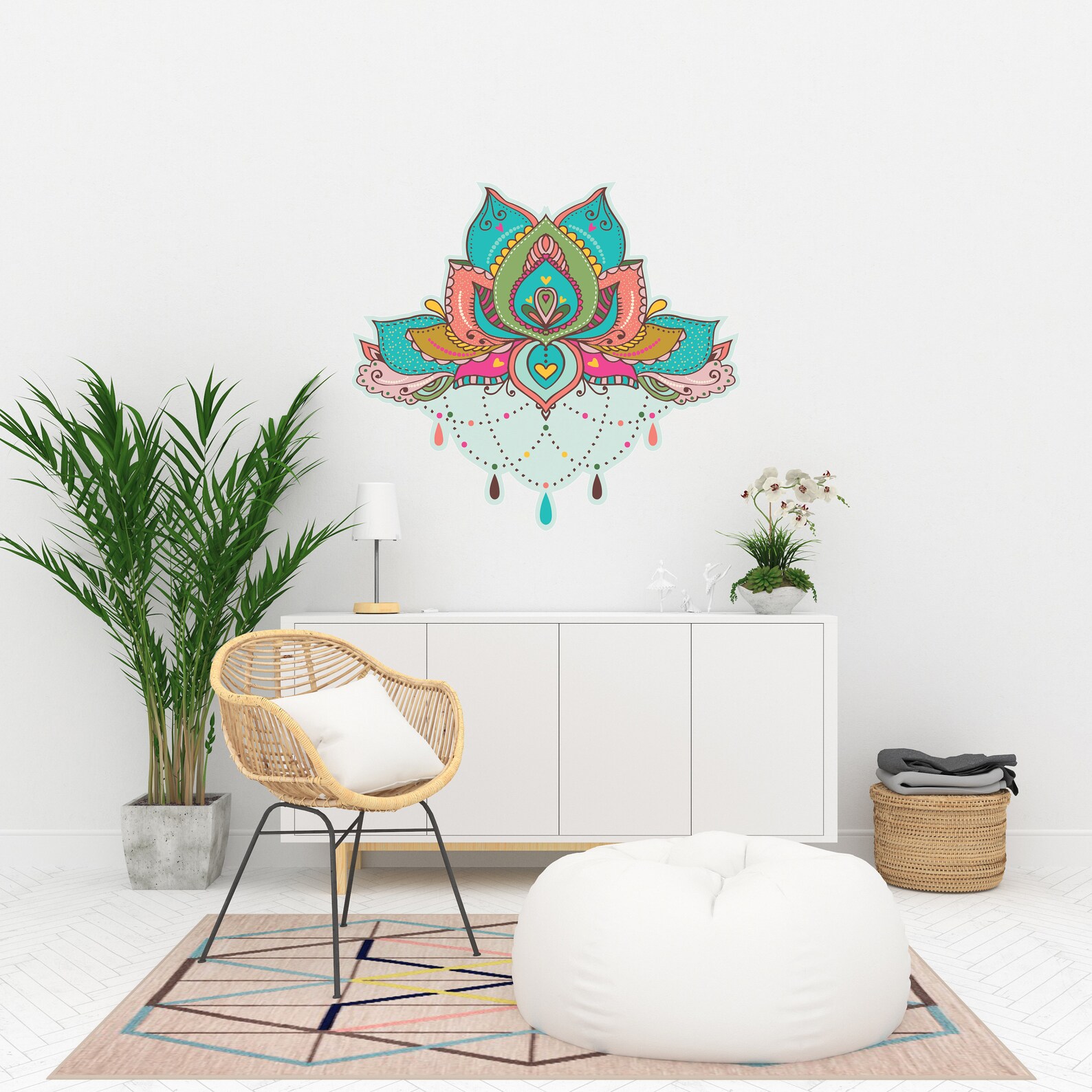 Turquoise Lotus Flower Removable Decal Lotus Flower Wall Art - Etsy