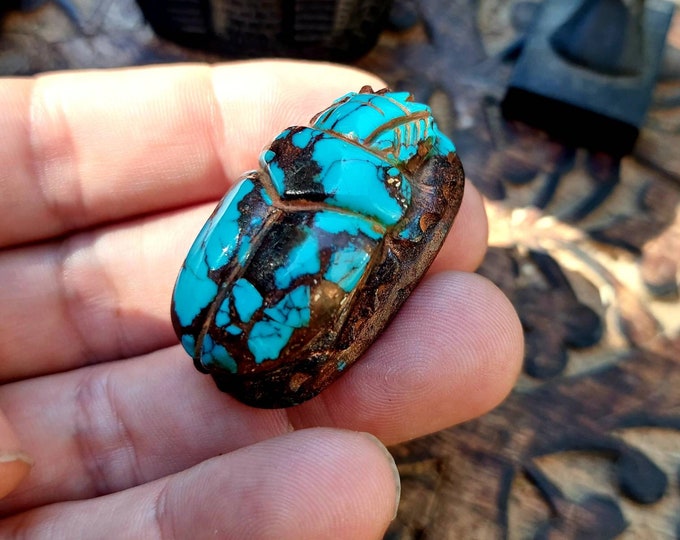 Egyptian Scarab, Scarab Beetle, Turquoise, Sinai Turquoise, Natural Turquoise, Hand Carved ...