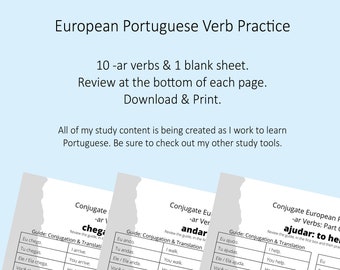 Portuguese Flash Cards - Etsy