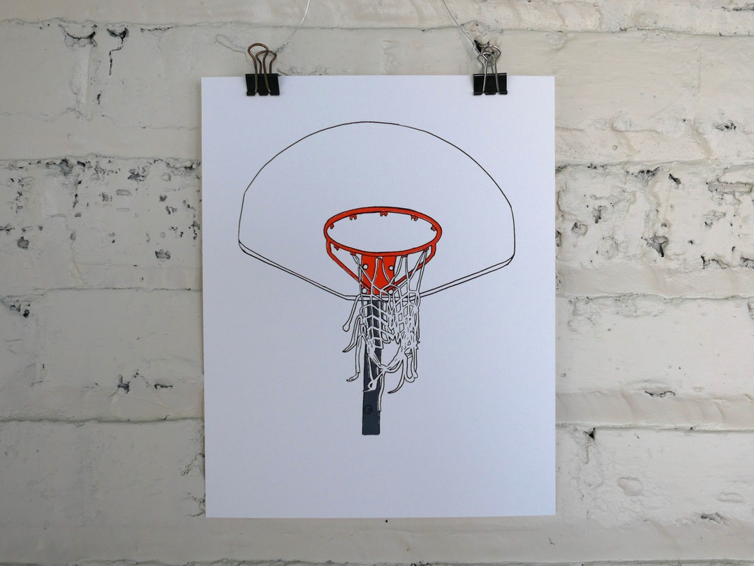 Basketball Hoop Screenprint Art - Etsy