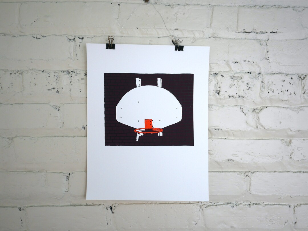 Basketball Hoop Brick Screenprint Art - Etsy