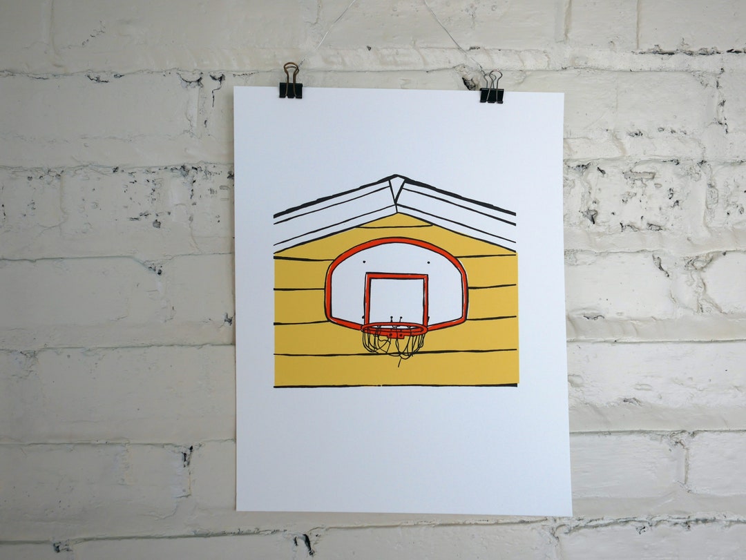 Basketball Hoop Garage Screenprint Art - Etsy