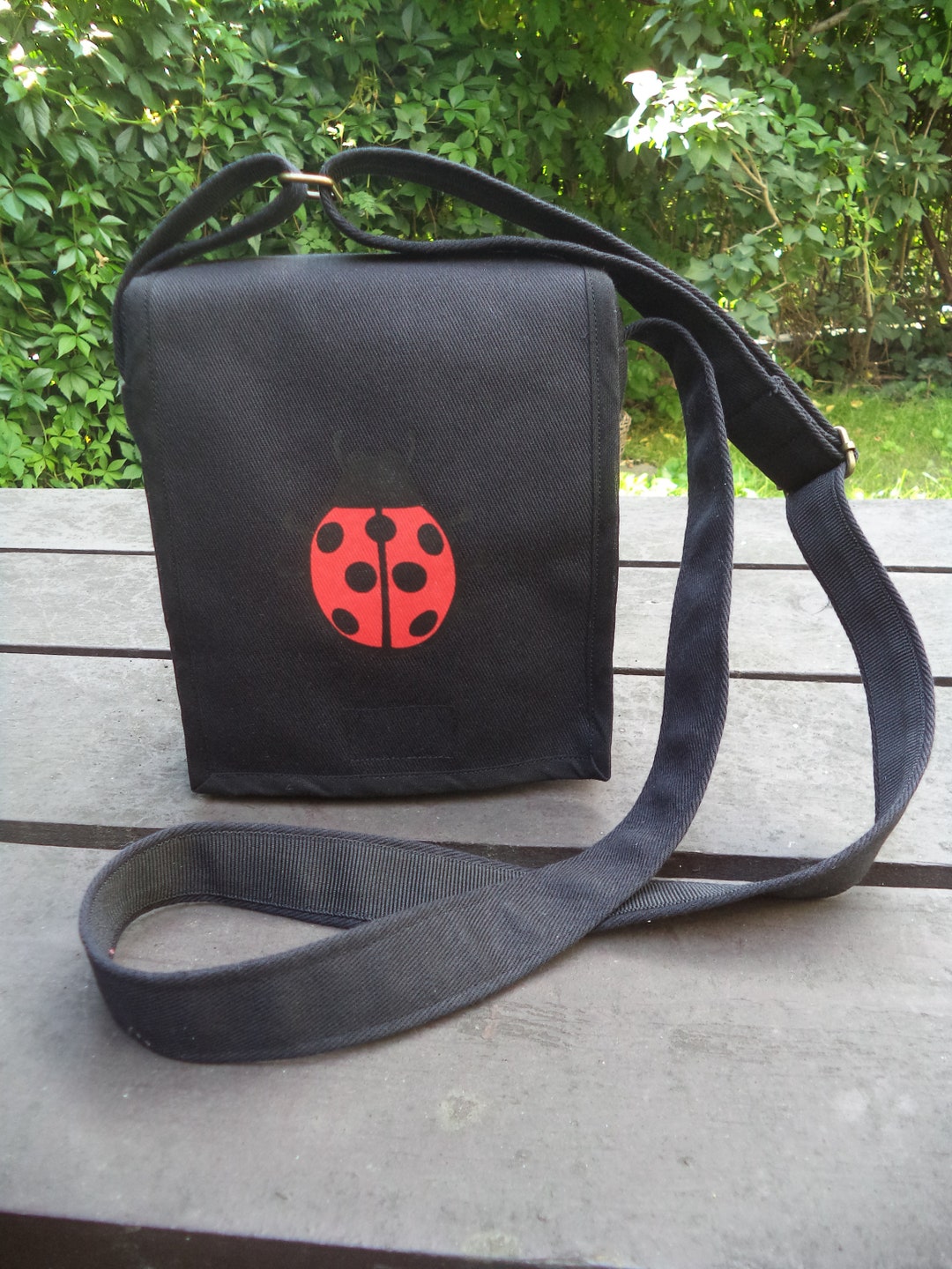 Canvas Shoulder Bag With Ladybug - Etsy