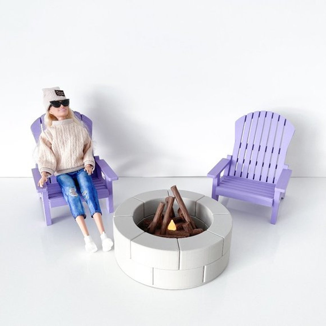 Dollhouse Adirondack Chair Lavender for 12 Barbie Integrity Fashion ...