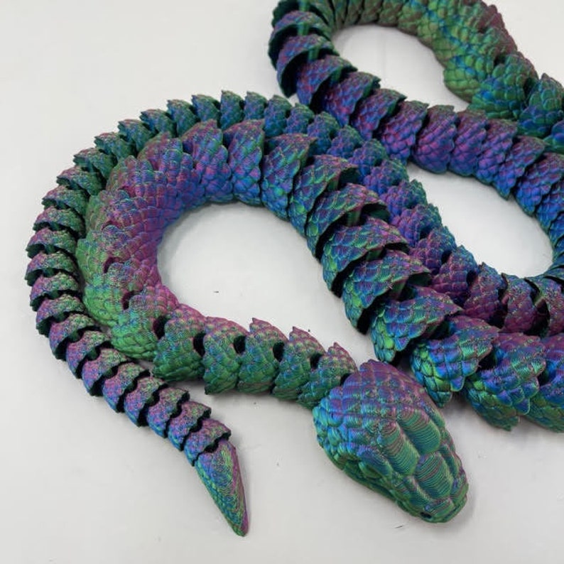 Articulating Snakes 3D Printed 5 Feet Long Green Purple Blue Color ...