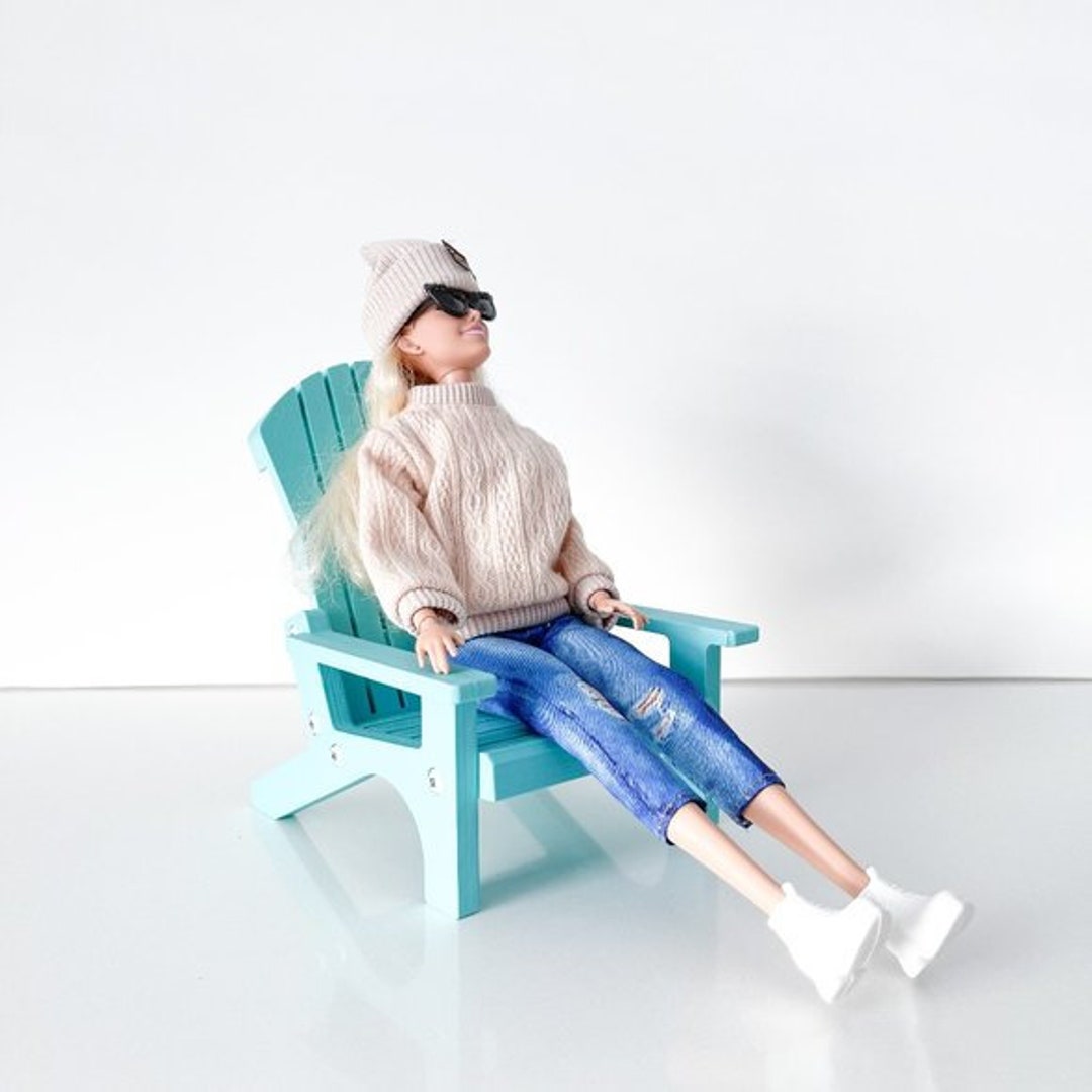 Dollhouse Adirondack Chair Aqua Blue for 12 Barbie Integrity Fashion ...