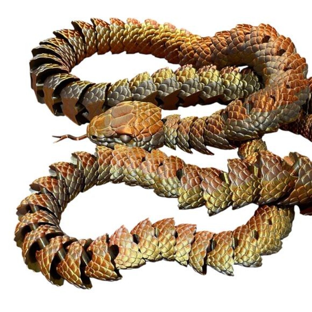 Massive 13.5 Foot Long Articulating Snake – Tri-color Gold, Silver ...