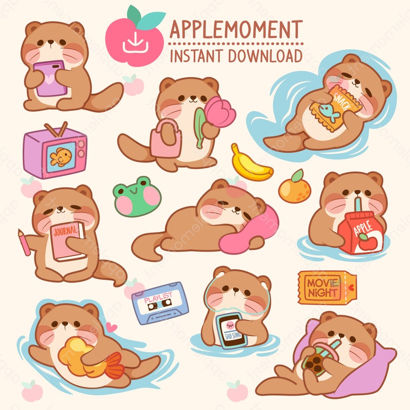 Printable Stickers Otter - Etsy