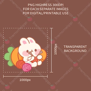 Cute Kawaii Printable Digital Stickers Clipart Bunny Rabbit Stay at ...