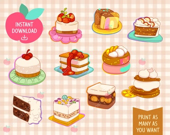 Cute Kawaii Printable Digital Stickers Clipart Rainbow Daily - Etsy