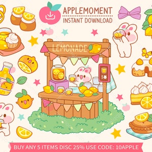 Kawaii Bunny Lemonade Stand Clipart Stickers (PNG Digital Download) - Etsy