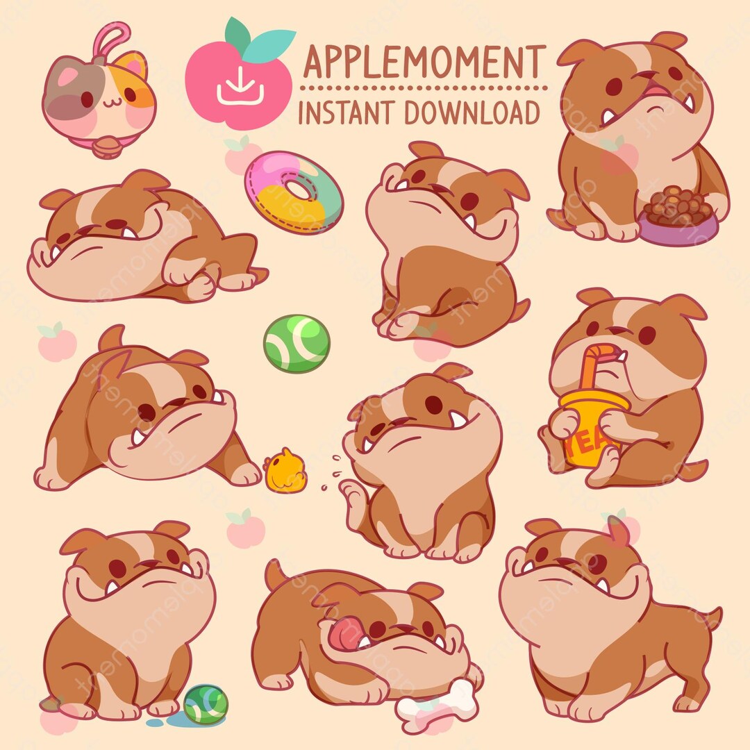 Kawaii Bully Dog Clipart, Animal Stickers (PNG, Digital Download) - Etsy