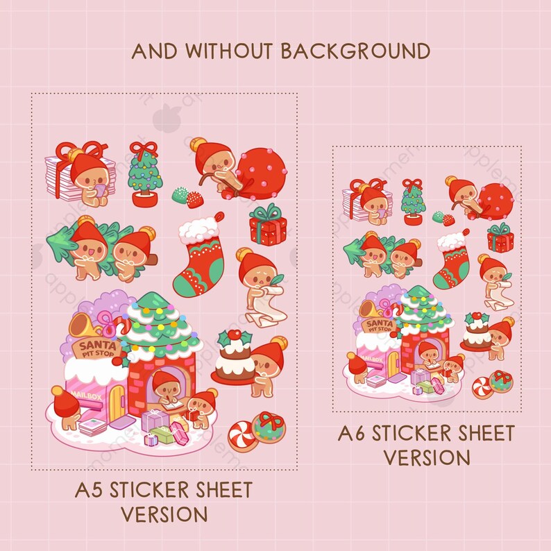 Cute Kawaii Printable Digital Stickers Clipart Gingerbread Elf, PNG ...