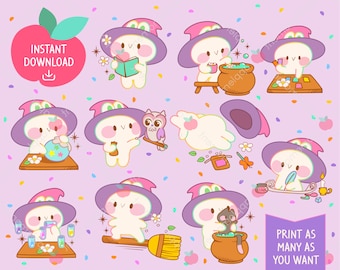 Cute Kawaii Printable Digital Stickers Clipart Rainbow Study - Etsy