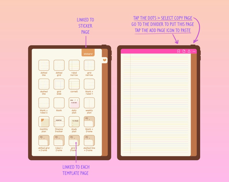 Cute Kawaii Goodnotes Digital Notebook Rainbow Bunny Ice Cream Shop ...