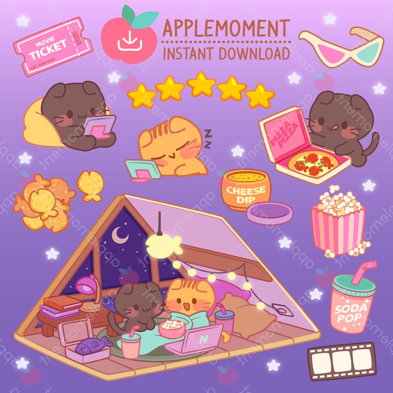 Cute Kawaii Printable Digital Stickers Clipart Scottish Fold Kitten ...