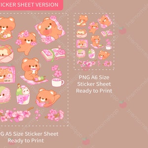 Cute Kawaii Printable Digital Stickers Clipart Illustration Spring ...