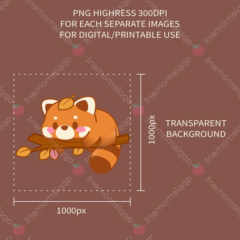 Cute Kawaii Printable Digital Stickers Clipart Animals Red Panda Going ...