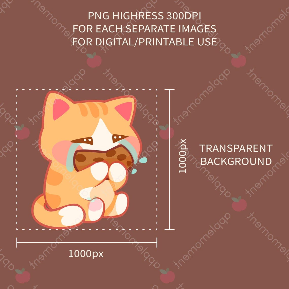 Cute Kawaii Printable Digital Stickers Clipart Animals Sad Kitty Cat ...