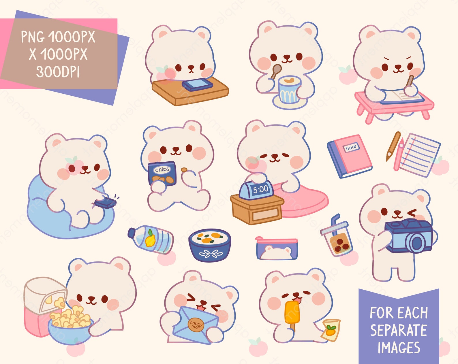 Cute Kawaii Printable Digital Stickers Clipart Rainbow Daily Study ...