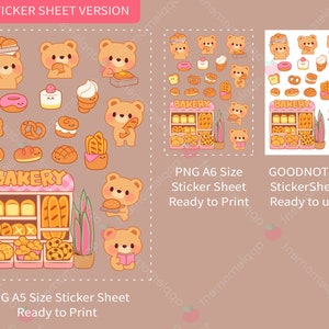 Kawaii Brown Bear Bakery Clipart Stickers, PNG, Goodnotes (digital ...