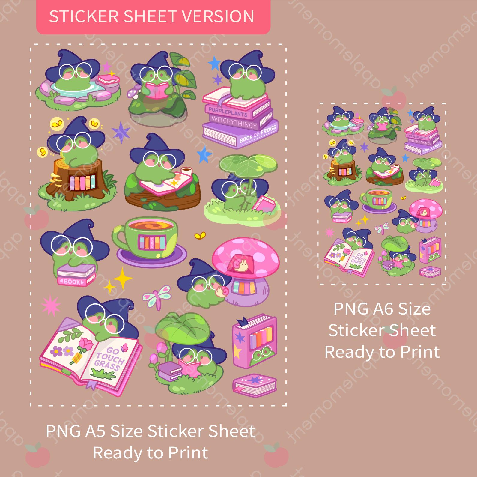 Cute Kawaii Printable Digital Stickers Clipart Animals Witchy Frog ...