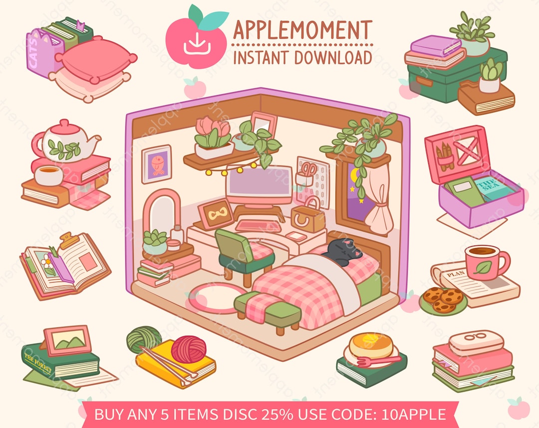 Cute Kawaii Printable Digital Stickers Clipart Illustration Sleeping ...