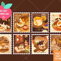 Digital Clipart Stamp Cat Cafe Bakery Food and Dessert Baking ...