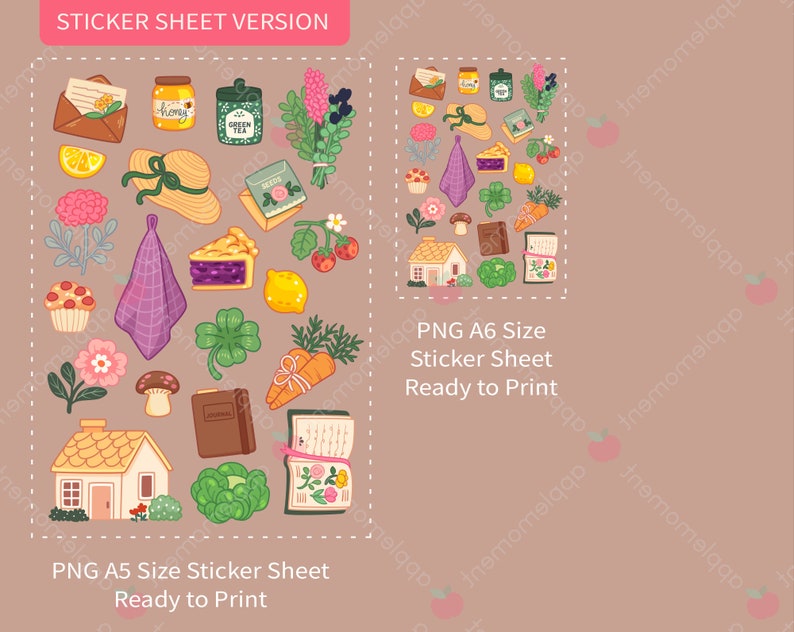 Cottagecore Clipart Stickers, Kawaii PNG Set (digital Download) - Etsy