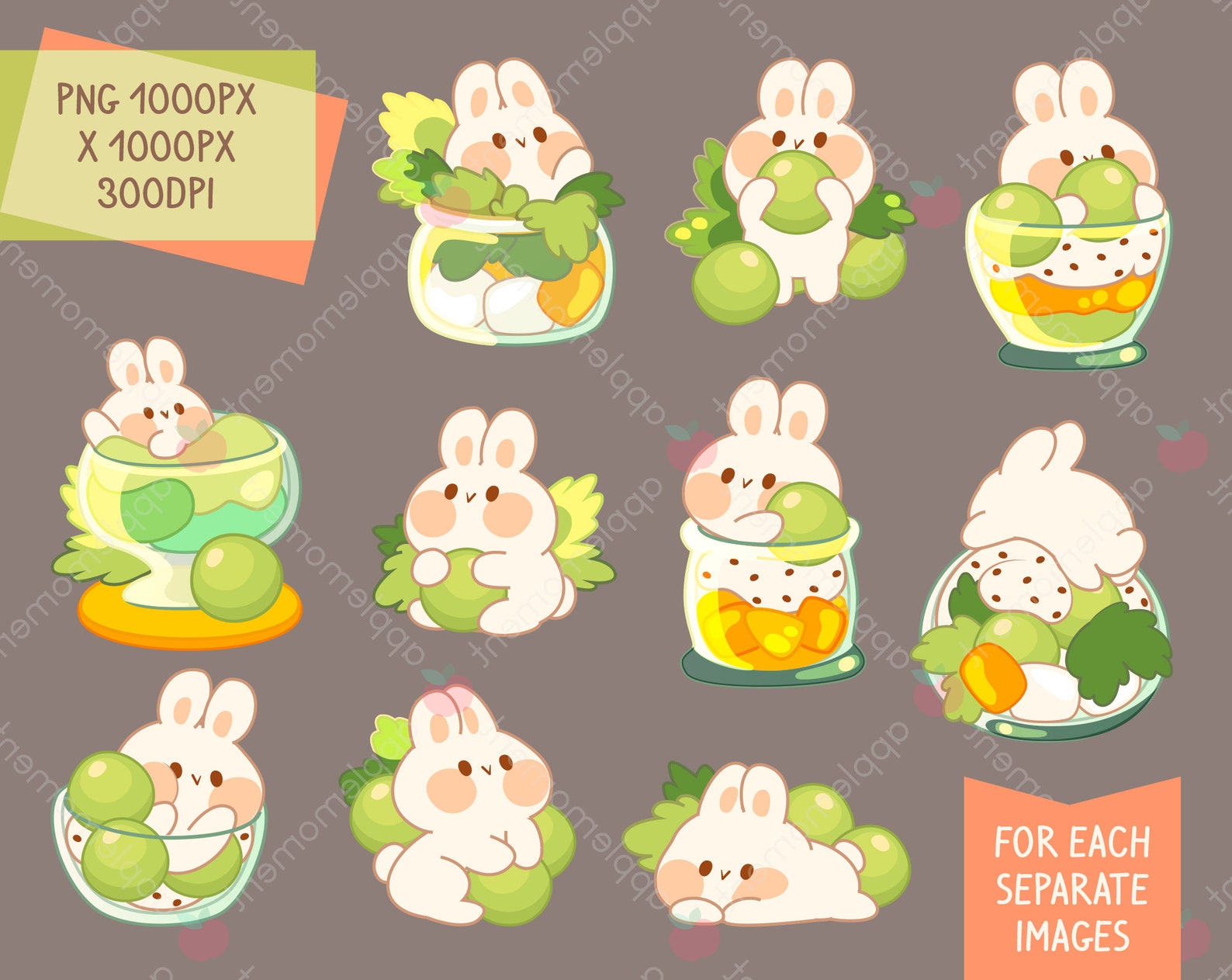 Cute Kawaii Printable Digital Stickers Clipart Green Grapes and Jelly ...