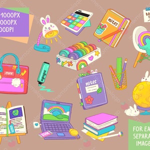 Cute Kawaii Sticker Sheet Student School Study Stationery, Books ...