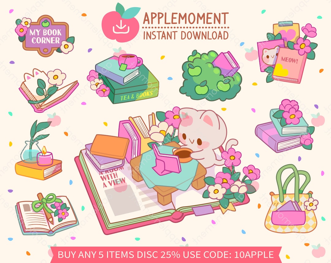 Cute Kawaii Printable Digital Stickers Clipart Illustration of ...