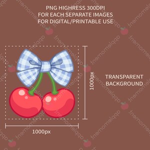 Cute Kawaii Printable Digital Stickers Clipart Illustration Cherry Bow ...