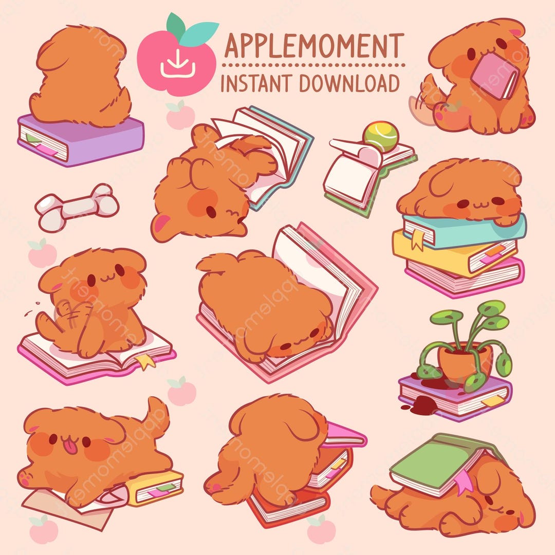 Kawaii Puppy Dog Clipart Stickers: PNG, Commercial Use (digital ...