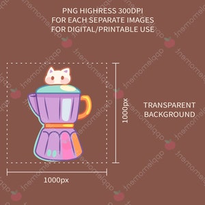 Kawaii Cat Coffee Shop Clipart Stickers, PNG (digital Download) - Etsy
