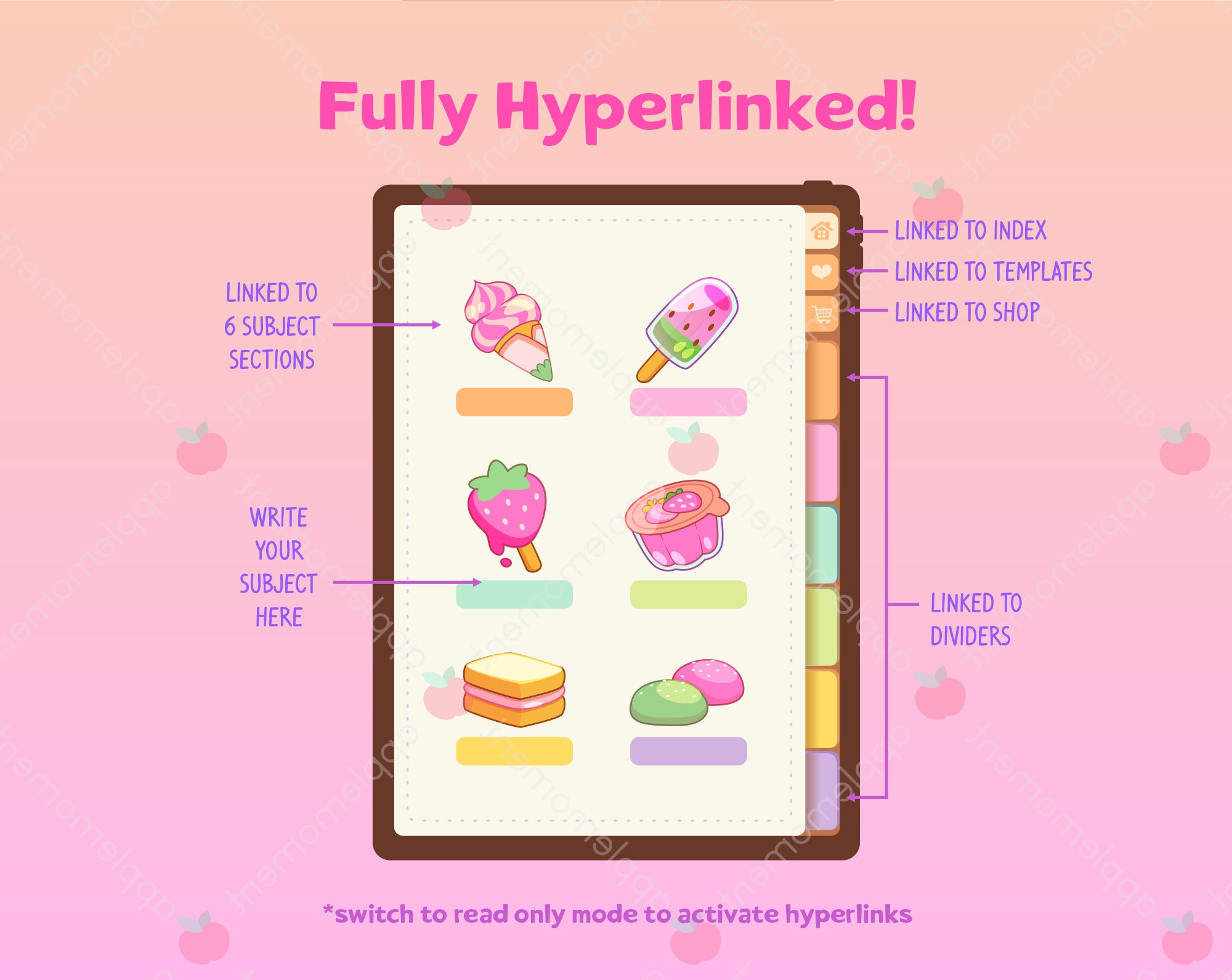 Cute Kawaii Goodnotes Digital Notebook Rainbow Bunny Ice Cream Shop ...