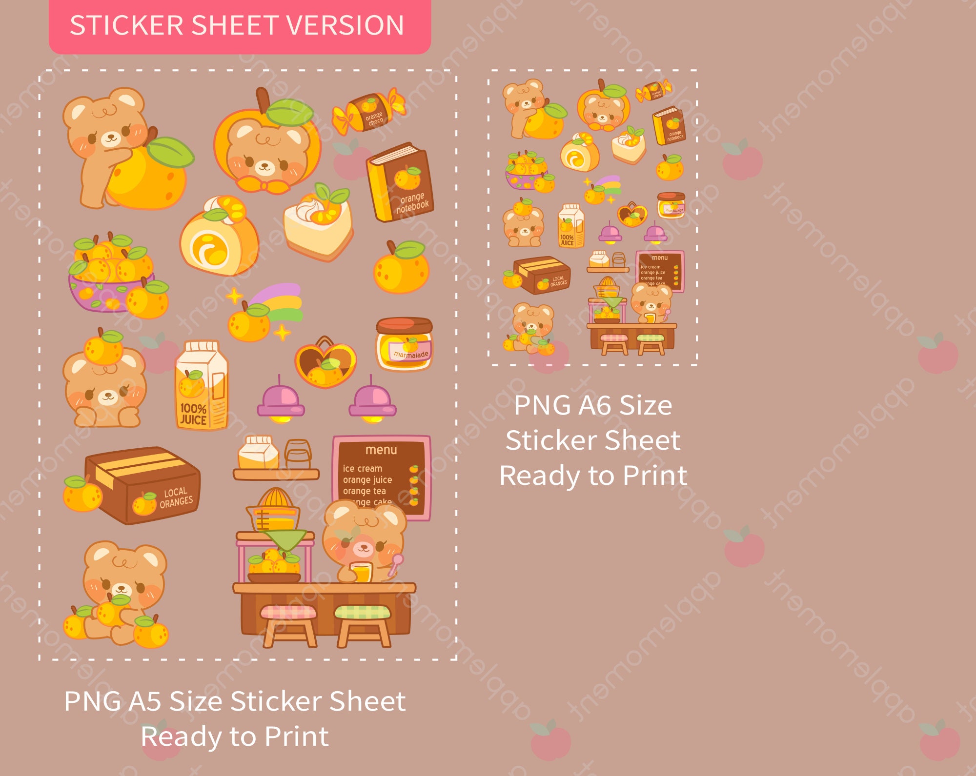 Cute Kawaii Printable Digital Stickers Clipart Illustration Sweet ...