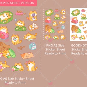 Cute Kawaii Printable Digital Stickers Clipart Daily Cat Life, PNG ...