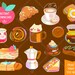 Cute Kawaii Digital Clipart Rainbow Colorful Cafe, Food and Dessert ...