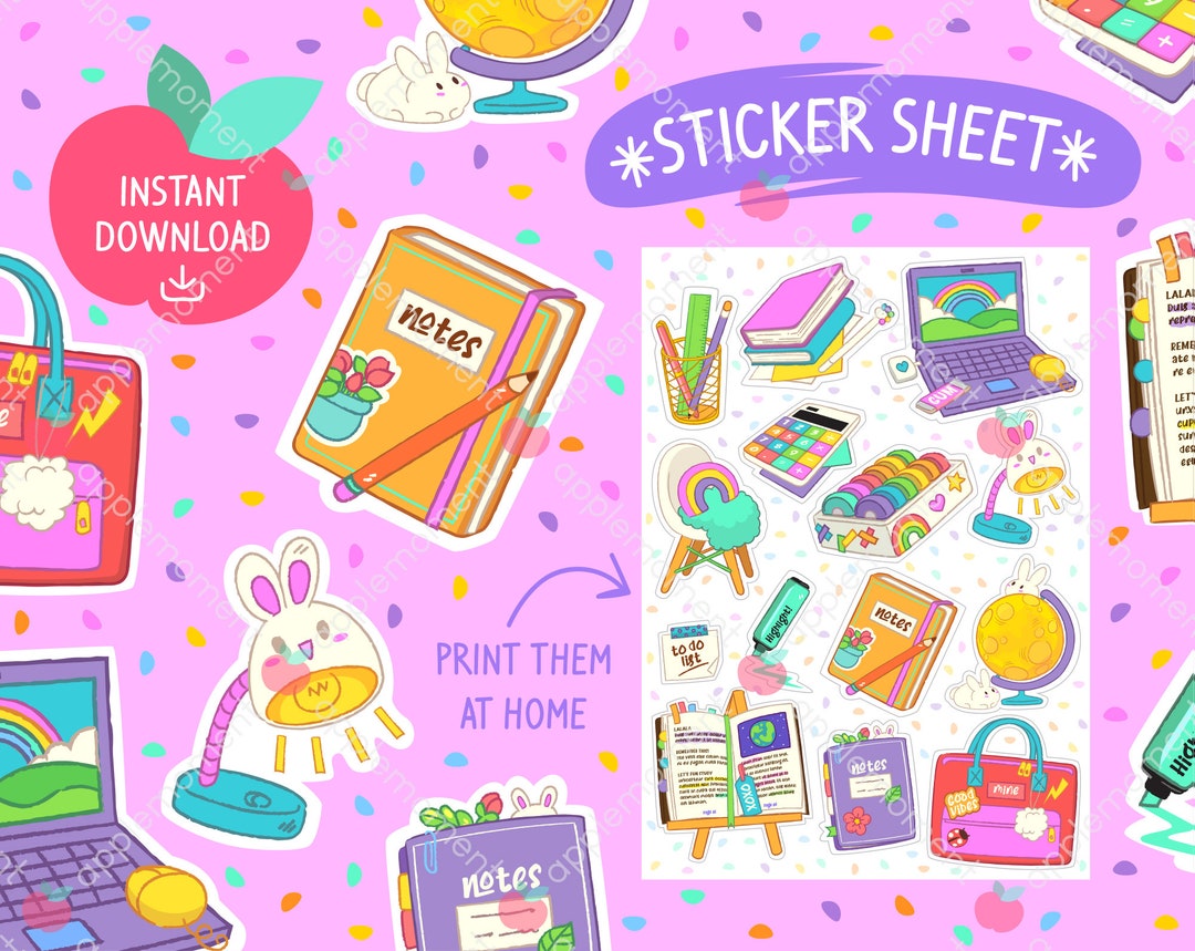Cute Kawaii Sticker Sheet Student School Study Stationery - Etsy