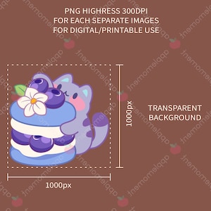 Cute Kawaii Printable Digital Stickers Clipart Illustration Blueberry ...