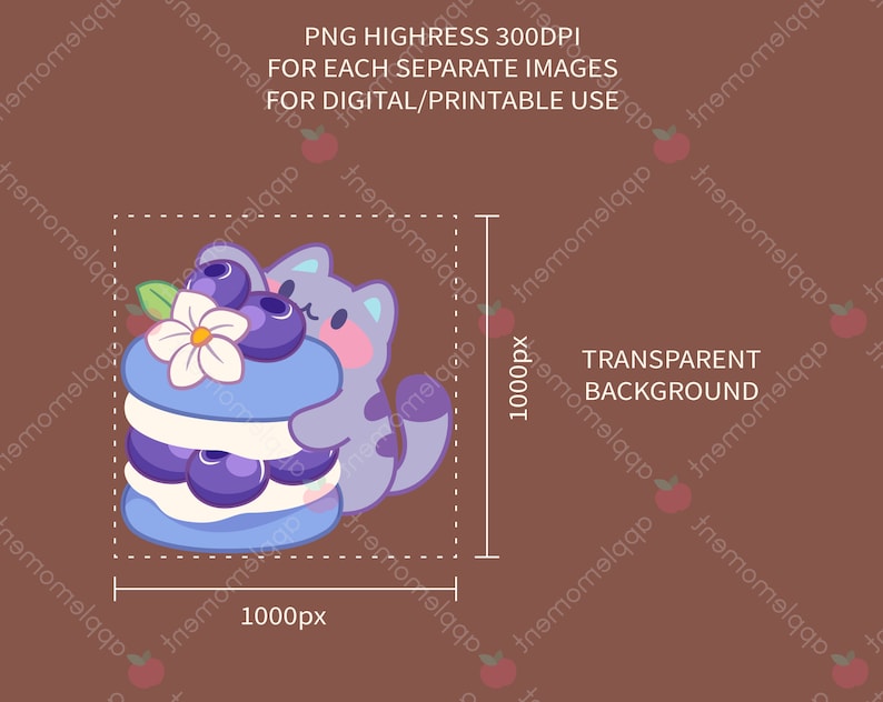 Cute Kawaii Printable Digital Stickers Clipart Illustration Blueberry ...