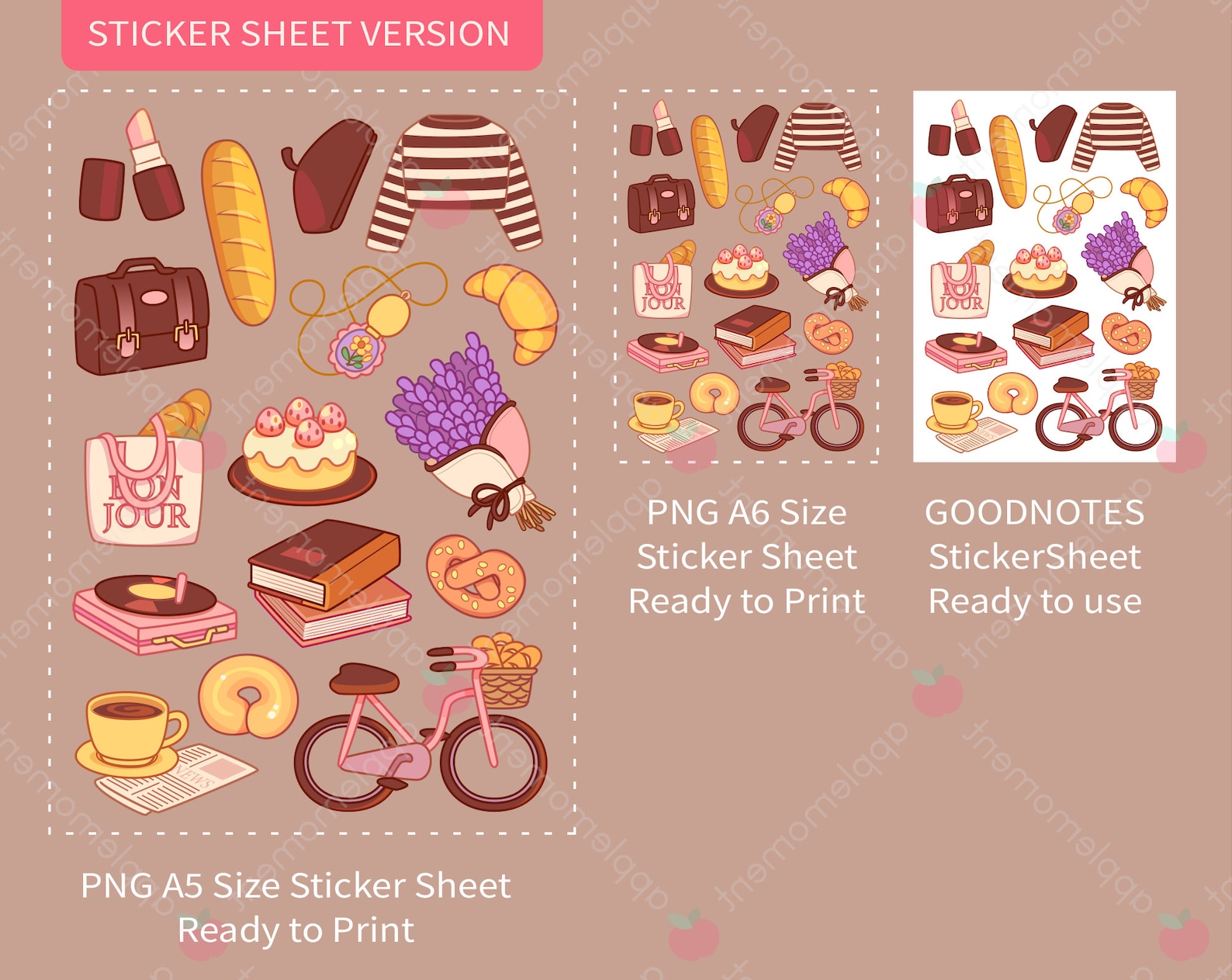 Cute Kawaii Printable Digital Stickers Clipart Romantic French - Etsy