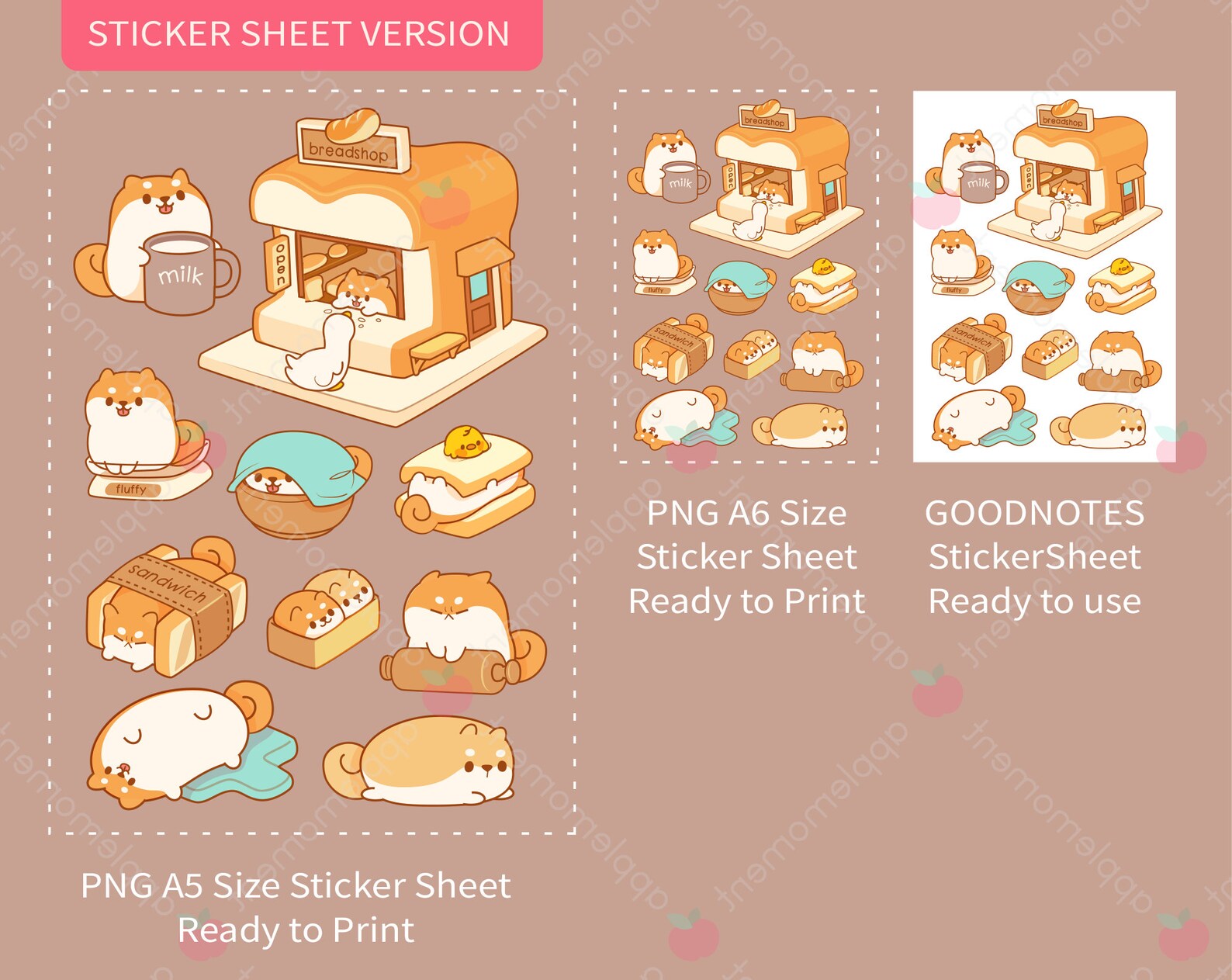Kawaii Corgi Bakery Clipart Stickers: Duck, Chick, Bread (PNG ...