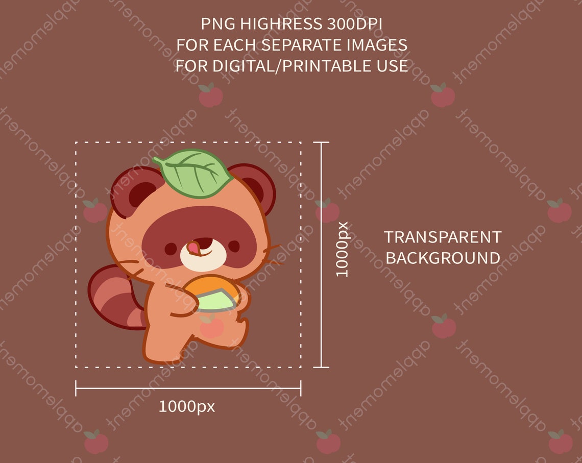 Cute Kawaii Printable Digital Stickers Clipart Illustration Tanuki ...