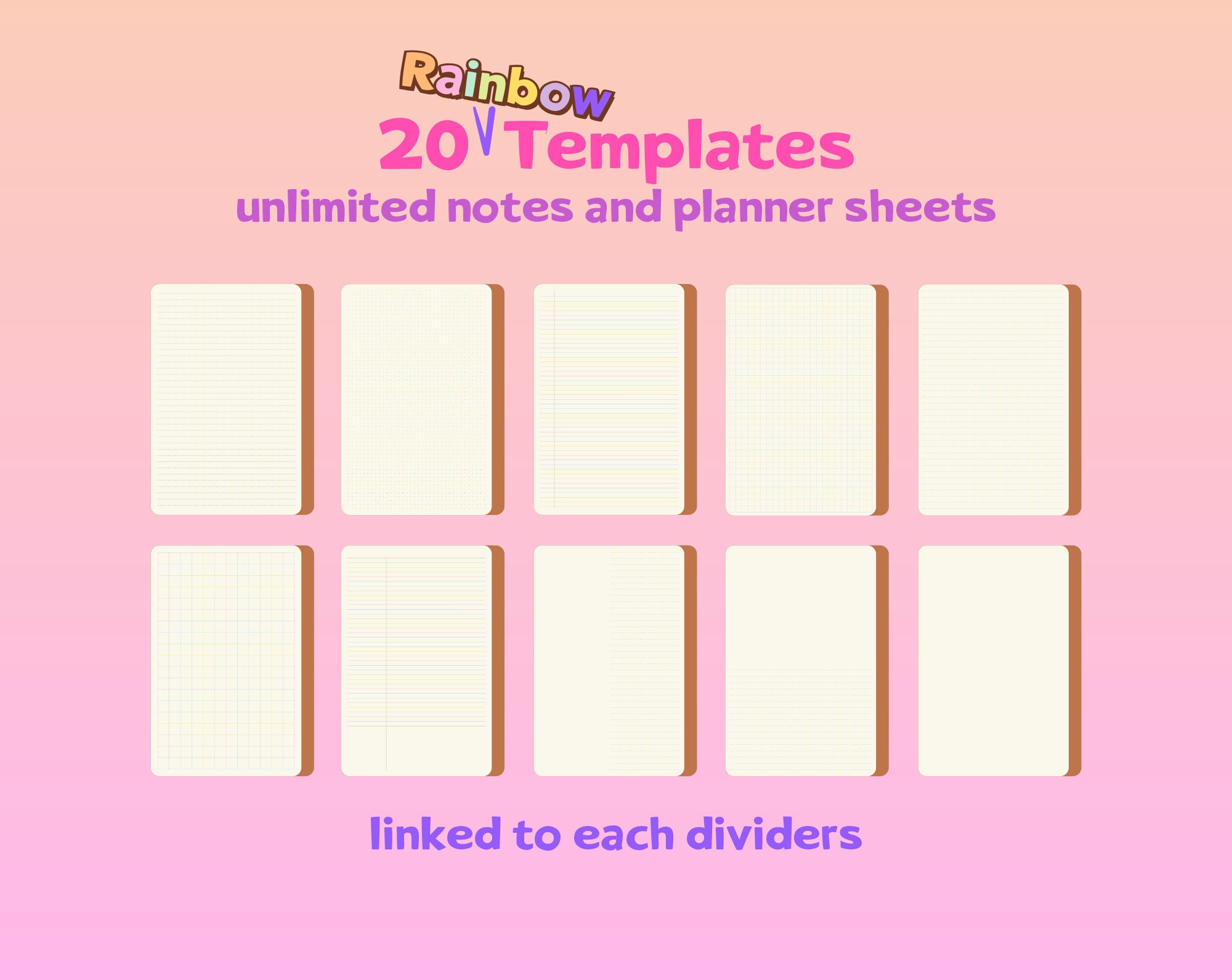 Cute Kawaii Goodnotes Digital Notebook Rainbow Bunny Ice Cream Shop ...