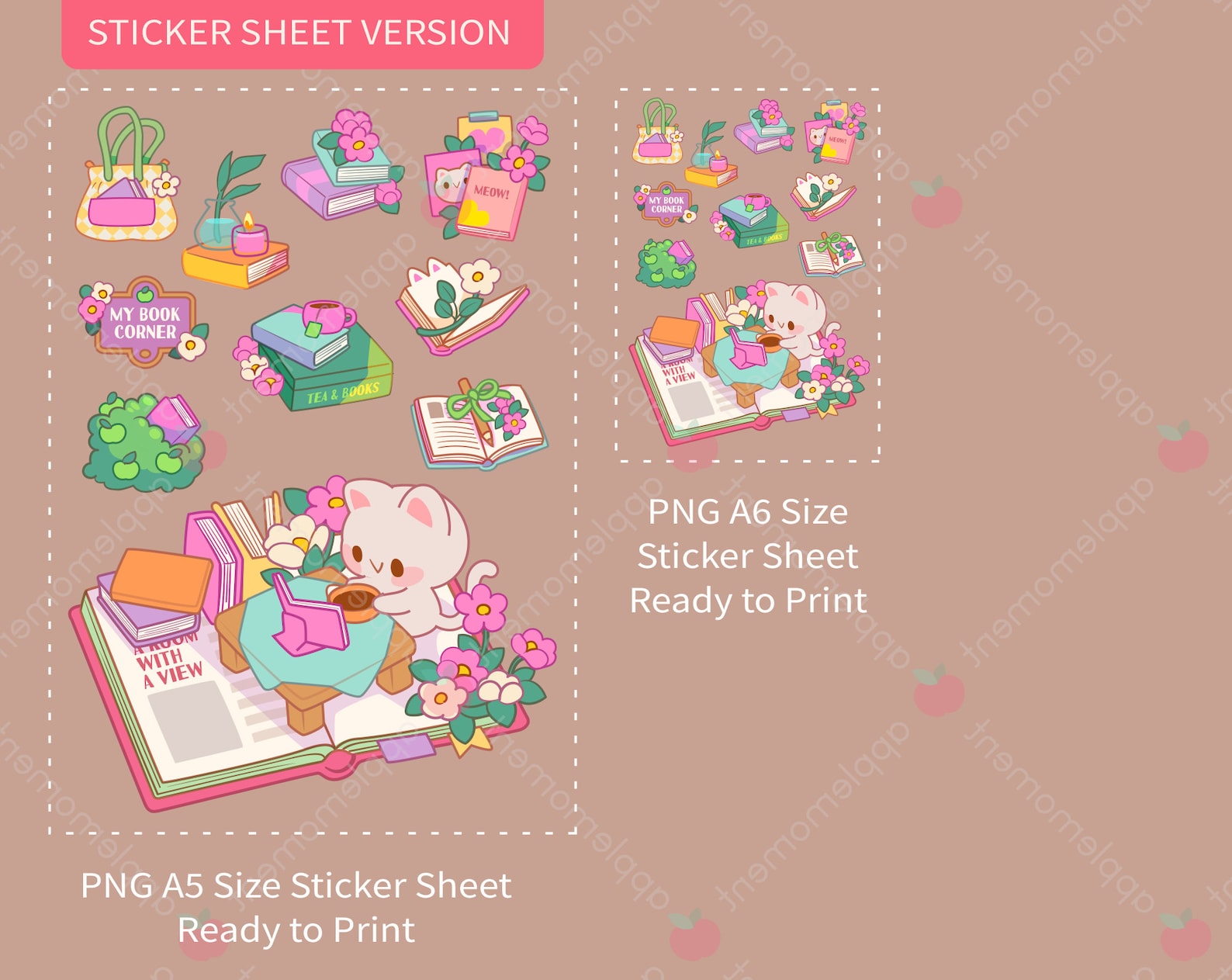 Cute Kawaii Printable Digital Stickers Clipart Illustration of ...